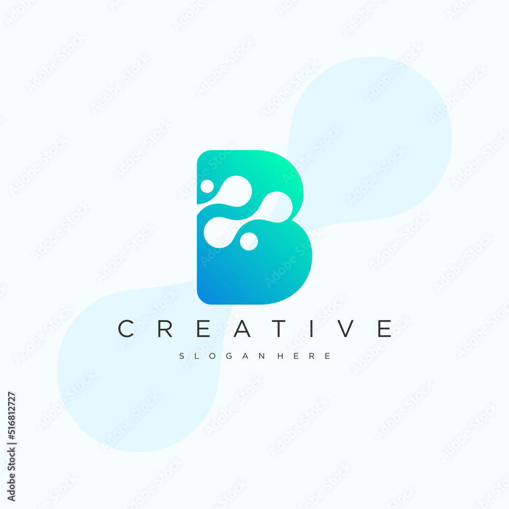 Vetor de Initial Letter B Logo. Blue Gradient Linear Rounded Style with ...