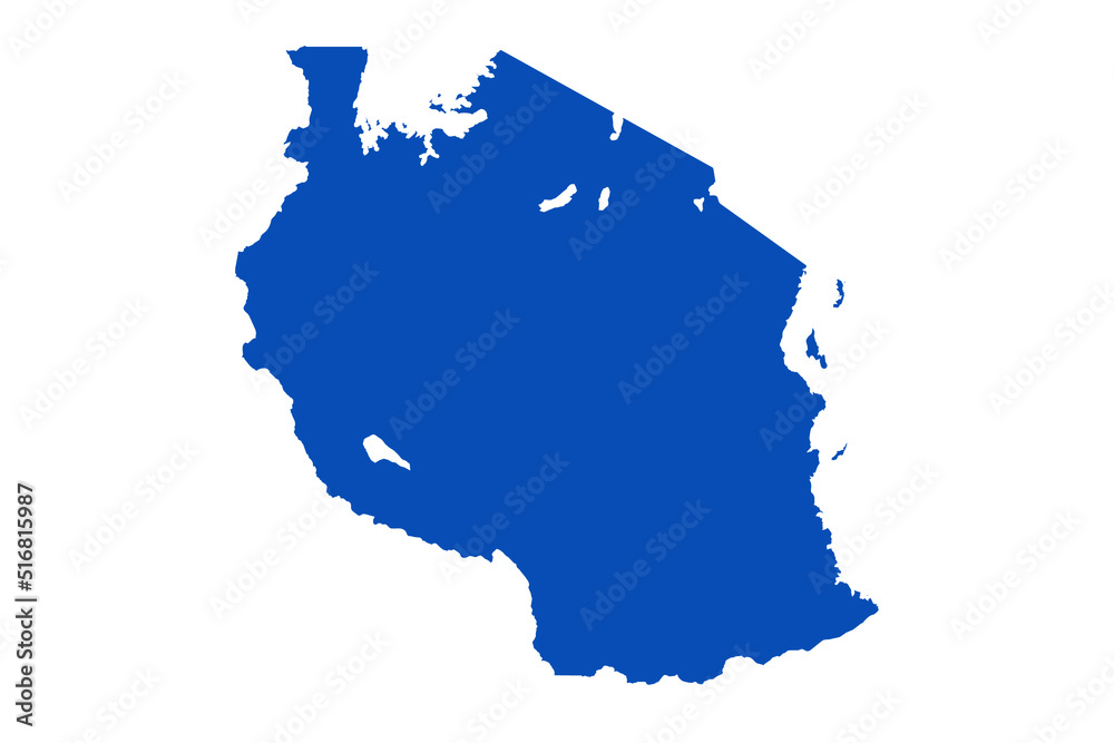 Tanzania Map blue Color on White Backgound Stock Vector | Adobe Stock