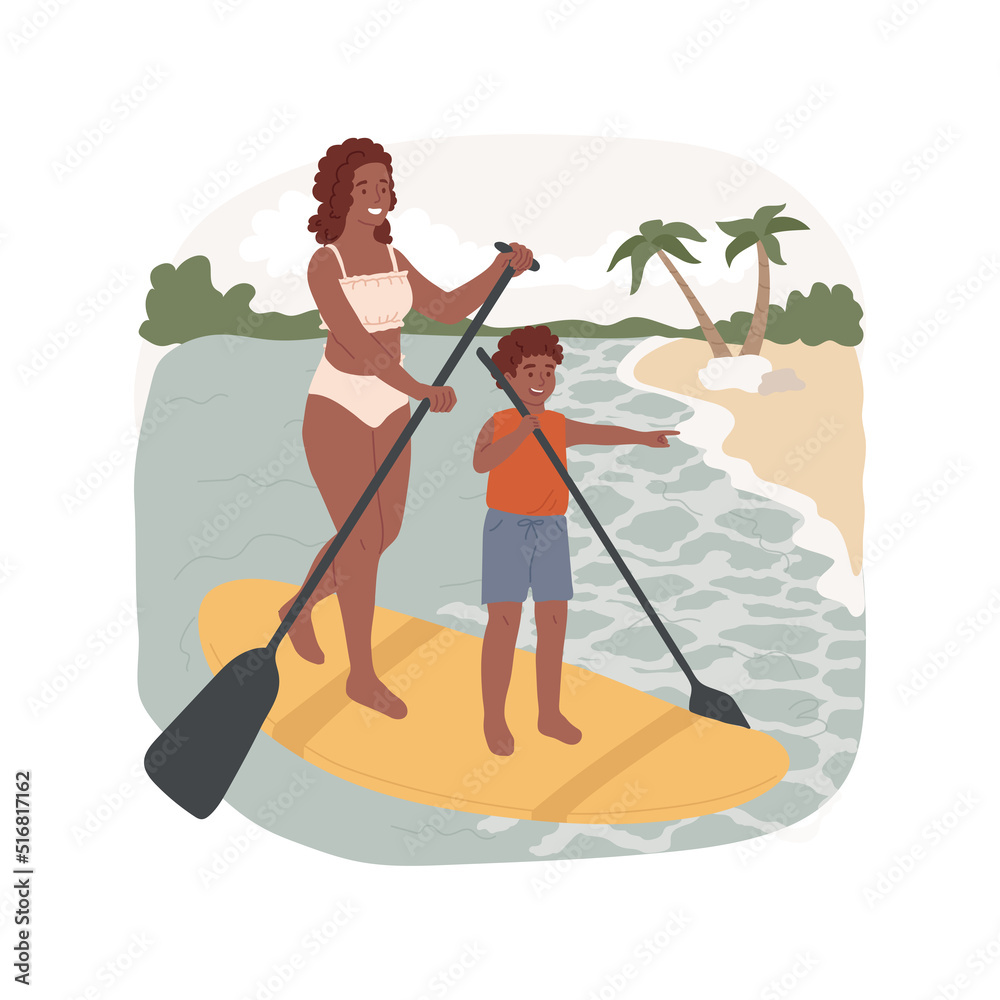 Caribbean paddleboard isolated cartoon vector illustration. Caribbean ...