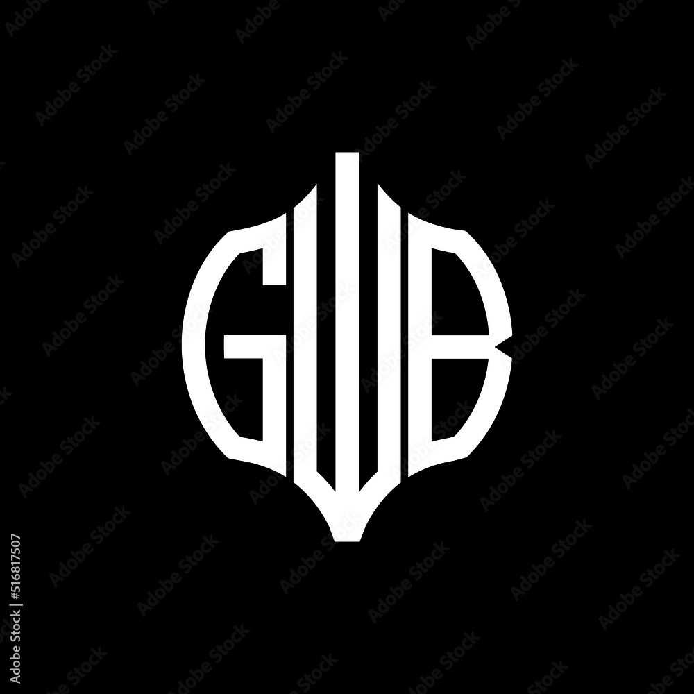 GWB letter logo. GWB best black background vector image. GWB Monogram ...