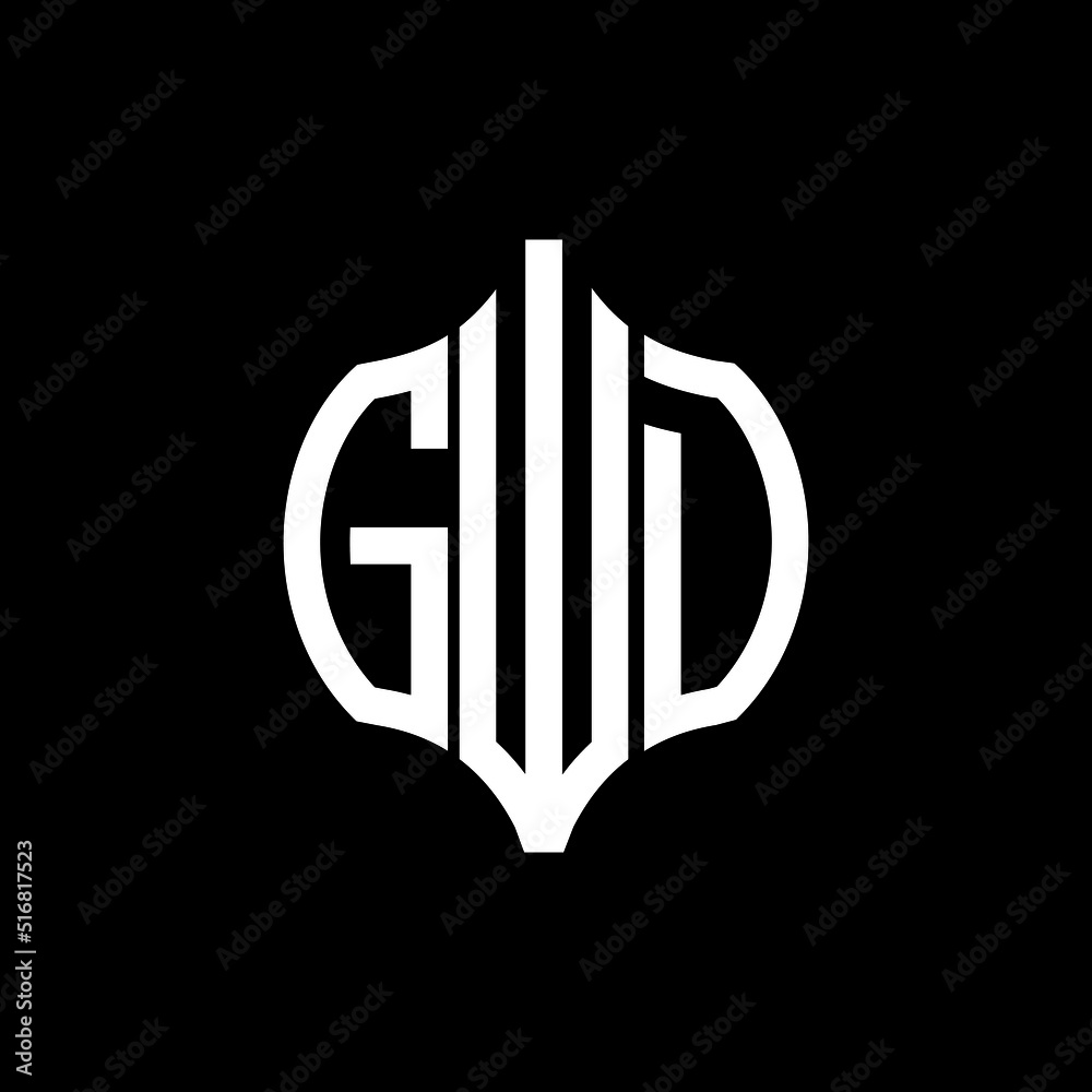GWD letter logo. GWD best black background vector image. GWD Monogram ...