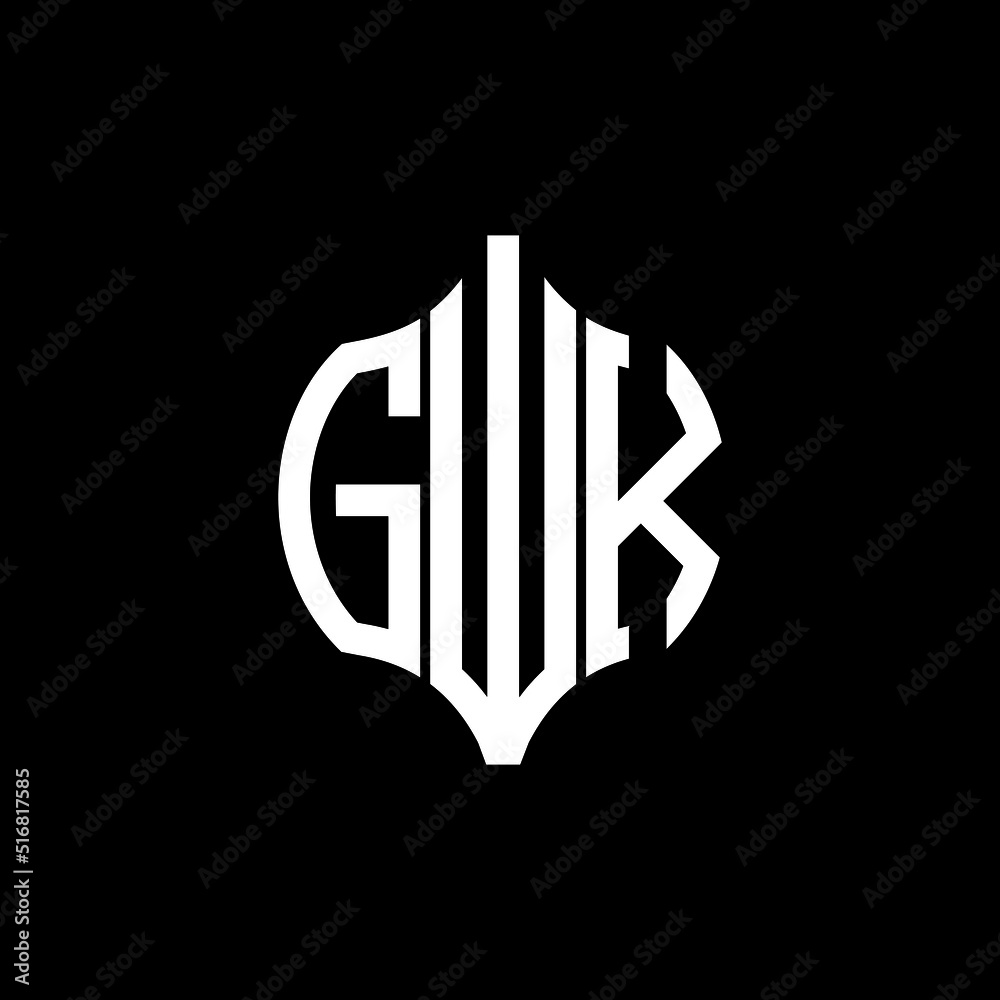 GWK letter logo. GWK best black background vector image. GWK Monogram ...