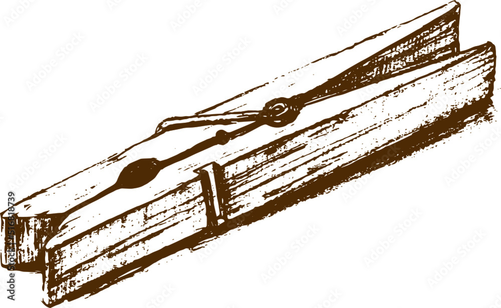 Clothes peg clothes pin hand drawn vector illustration Stock Vector ...
