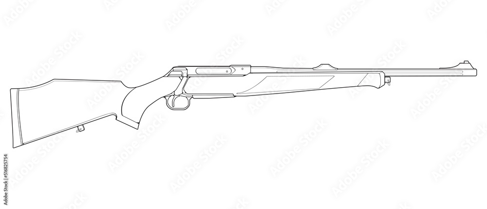 Firearms line art style, Shooting gun, Weapon illustration, Vector Line ...