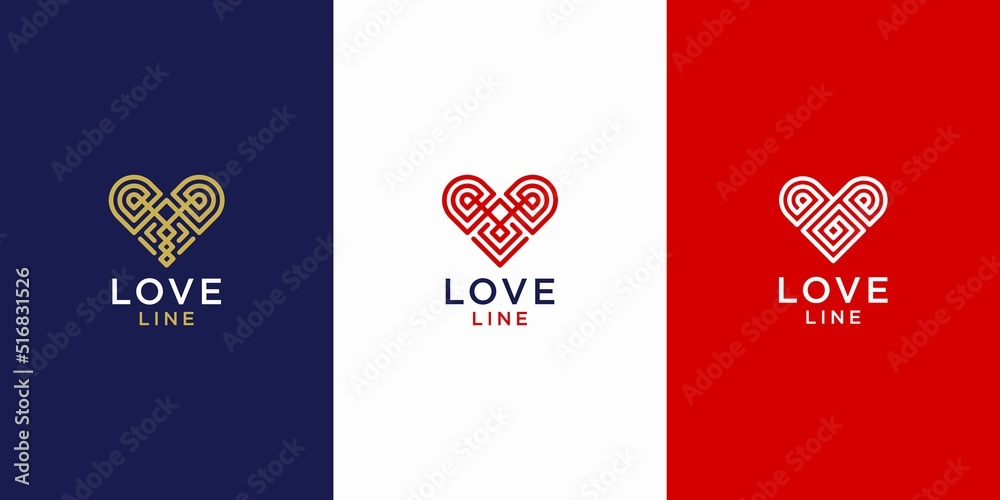 Minimalist luxury love logo with concept line art style Stock Vector ...