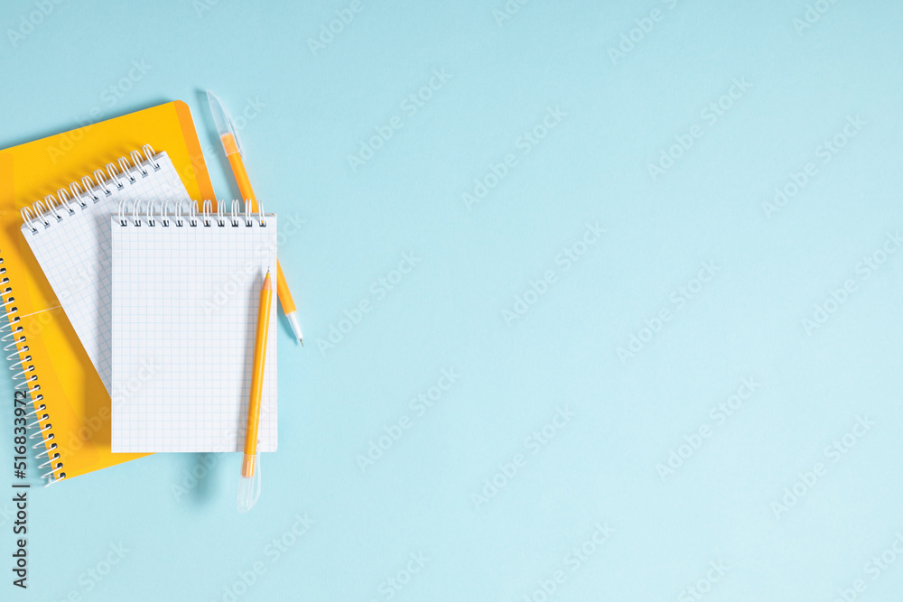 Back to school. Creative minimalist school or office supplies, notebook ...