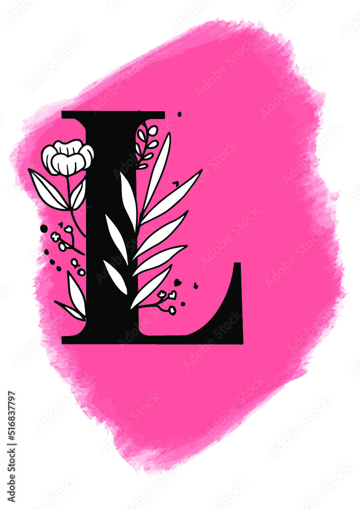 Logo de brocha con letra L y flores Stock Vector | Adobe Stock