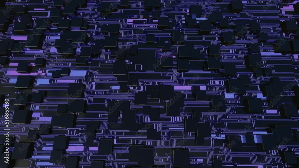 Vídeo do Stock: Hi tech pattern on plane surface, neon glow, complex ...