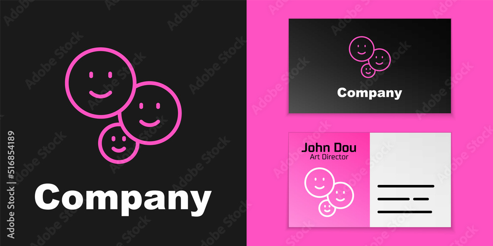 Pink line Happy friendship day icon isolated on black background ...