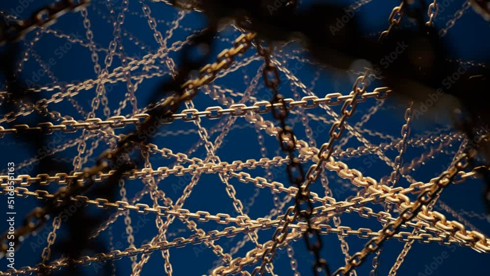 Seamless looping animation of golden chains stretched across the screen ...