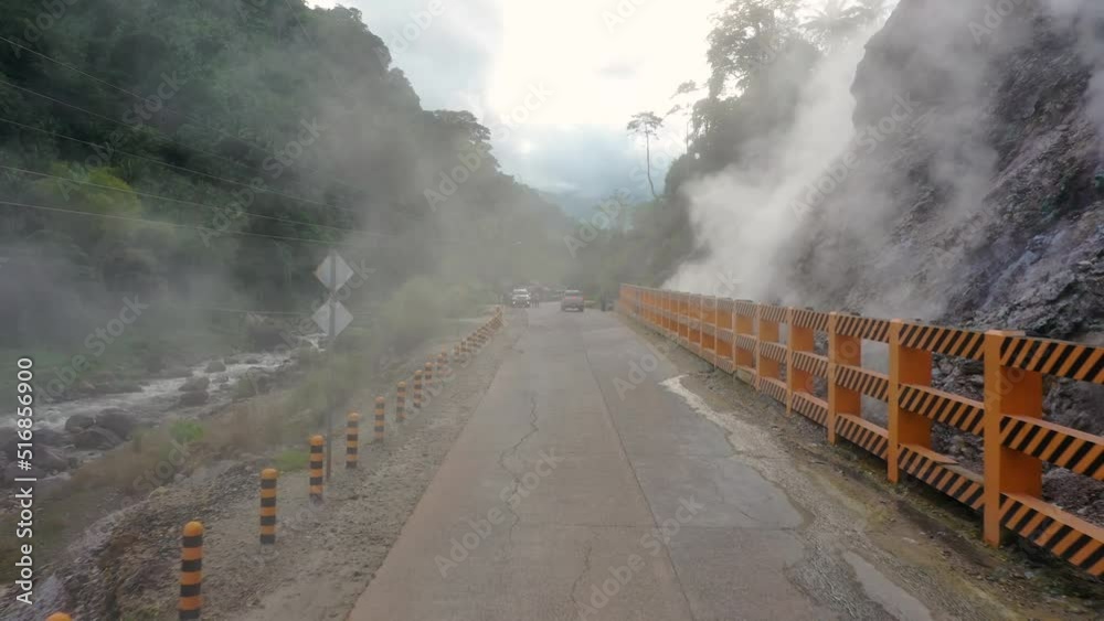 Video Stock Driving on a road over the Mag Aso Volcanic Steam Spring ...
