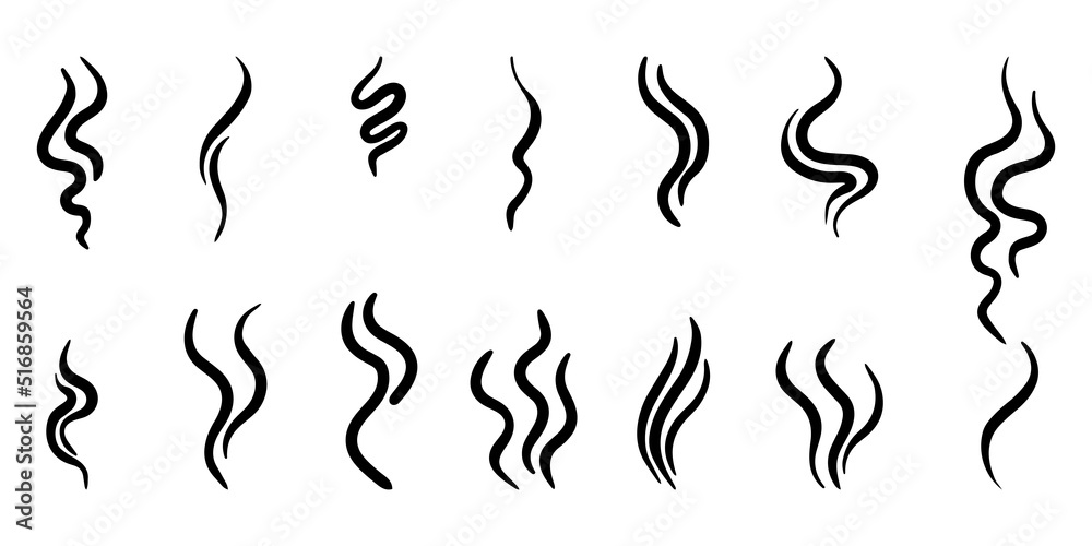set of doodle smoke symbol. Aroma smell icon. hand drawn Vector ...