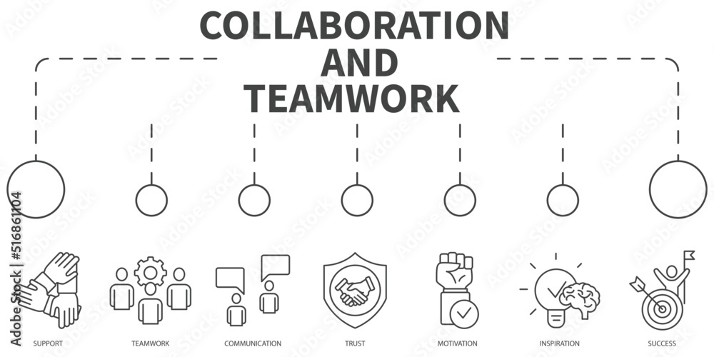 collaboration and teamwork Vector Illustration concept. Banner with ...