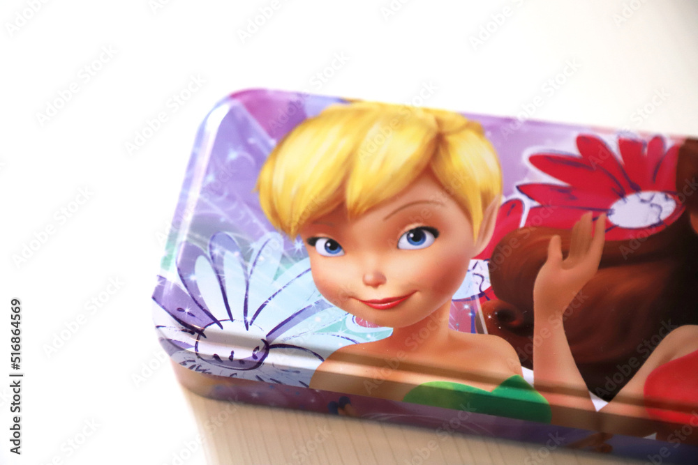 Tinker Bell school pencil bag. Metal box with Disney fairies. Disney ...