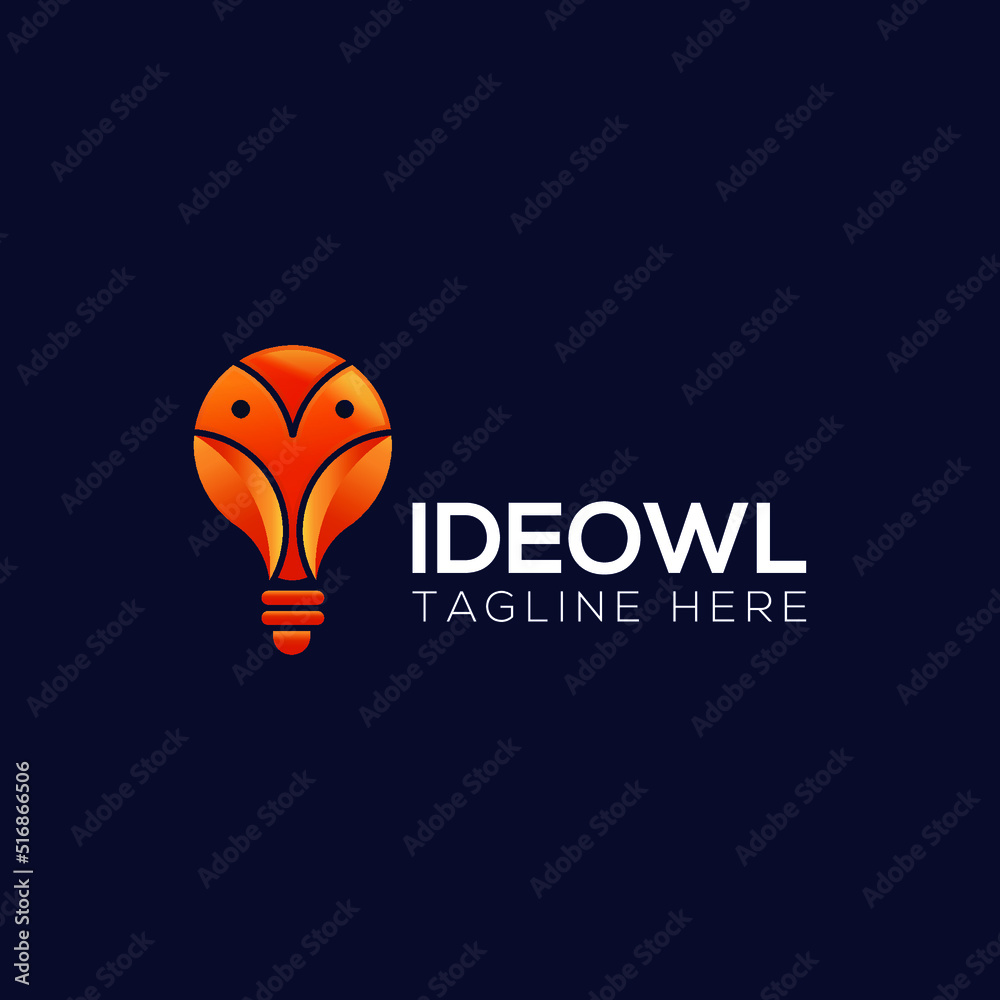 Owl and light bulb logo design template with modern style Stock Vector ...