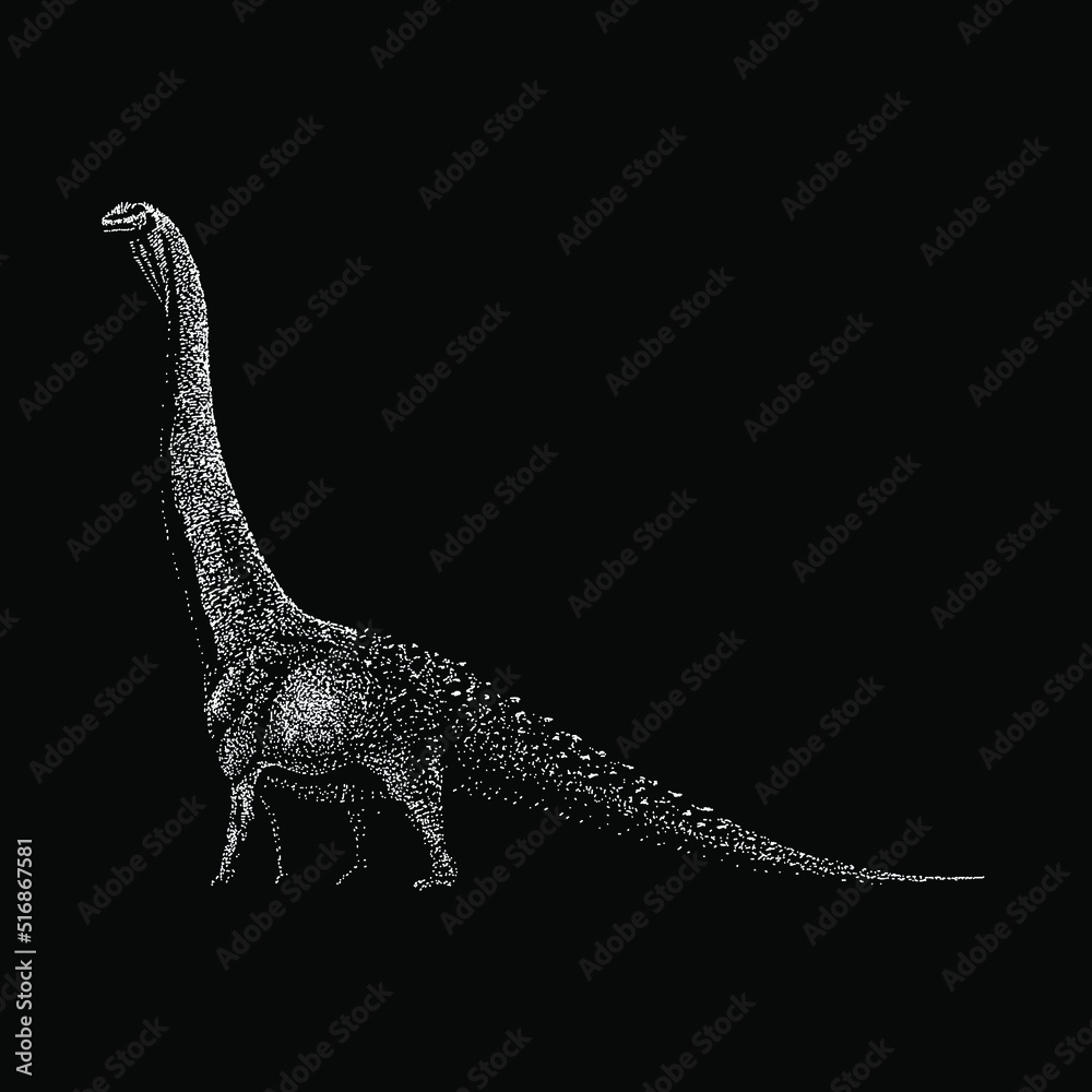 Patagotitan hand drawing vector illustration isolated on black ...