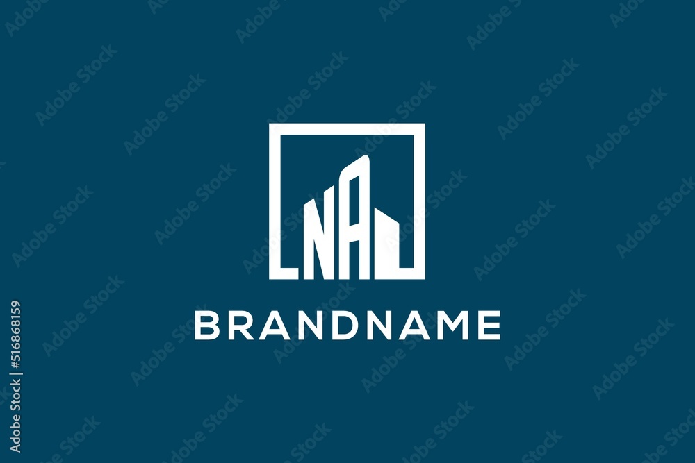 Letter NA with square shape logo style, modern and minimal logo for ...
