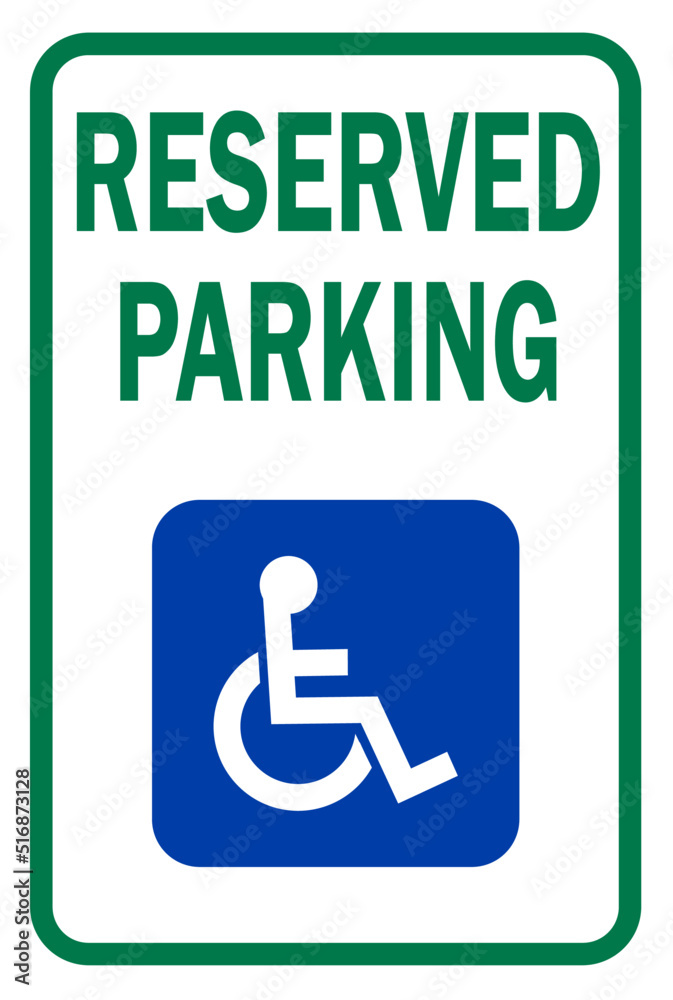 handicap parking sign, handicap reserved parking sign with right arrow ...