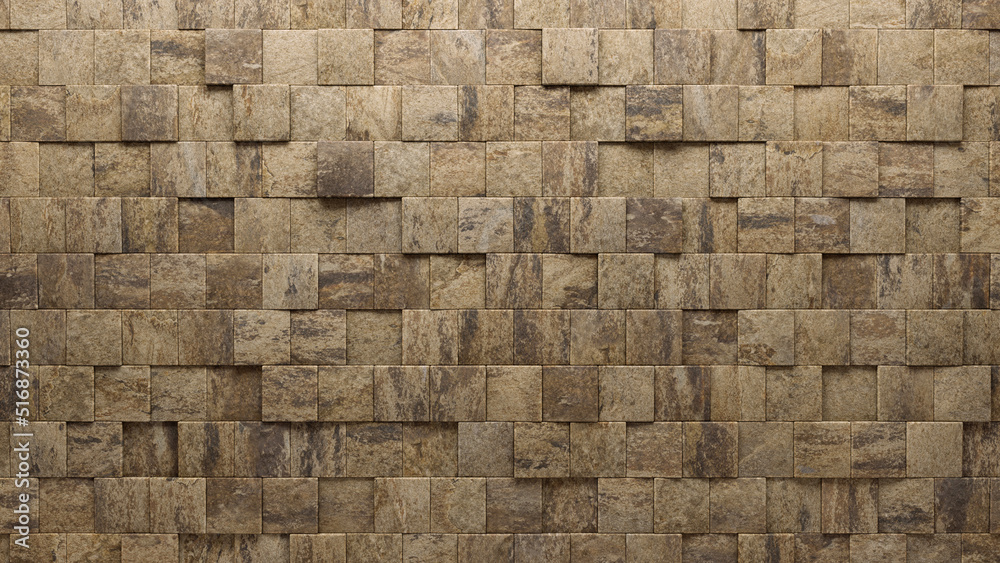 3D, Natural Stone Wall background with tiles. Polished, tile Wallpaper ...