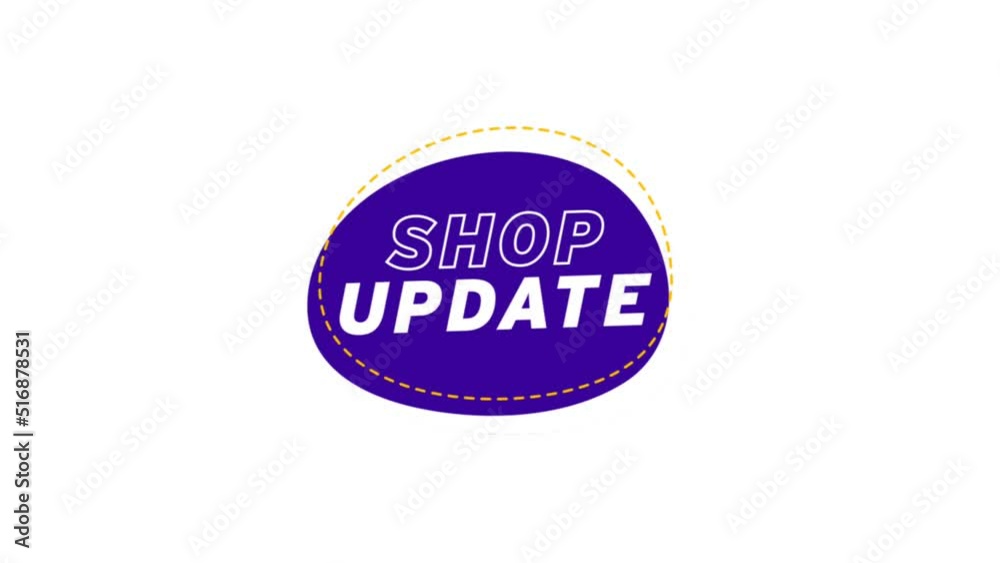 Vidéo Stock shop update animation text and shape in blue colour ...