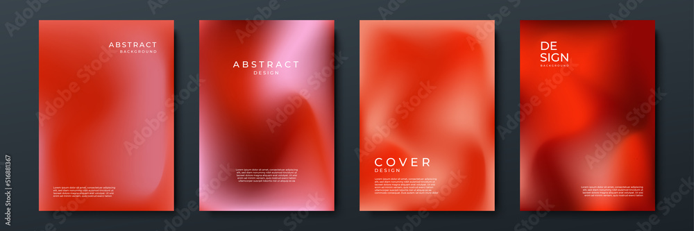 Vetor de Blurred red backgrounds set with abstract gradient texture ...