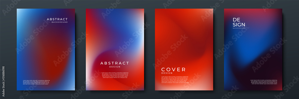 Blurred blue red backgrounds set with abstract gradient texture ...