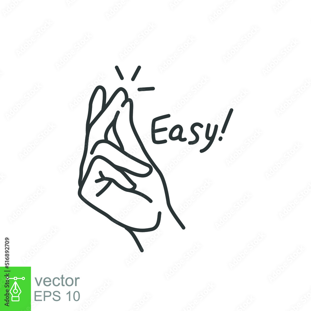 Easy line icon. Simple outline style. Finger snapping hand gesture ...