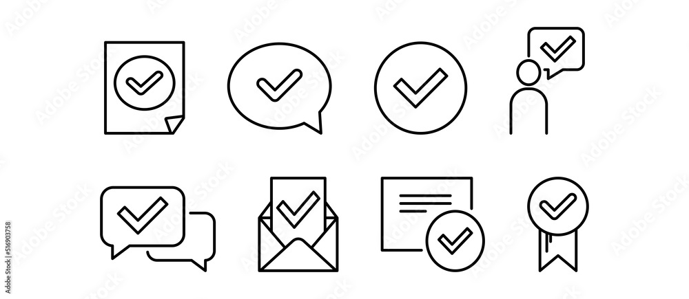 Approved, flag and message on social networks. Chat icons. Chat tooltip ...