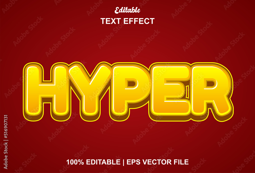 hyper text effect with yellow color editable. Stock Vector | Adobe Stock