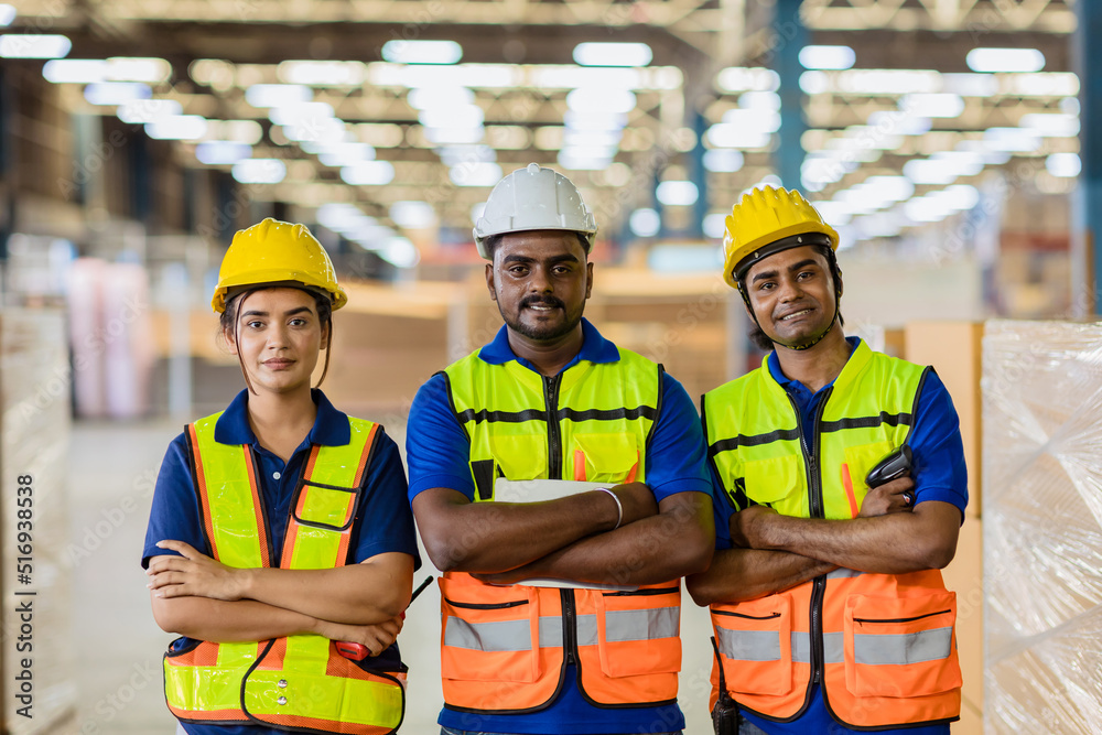 Group of engineer people Indian worker Hispanic Latin confident ...