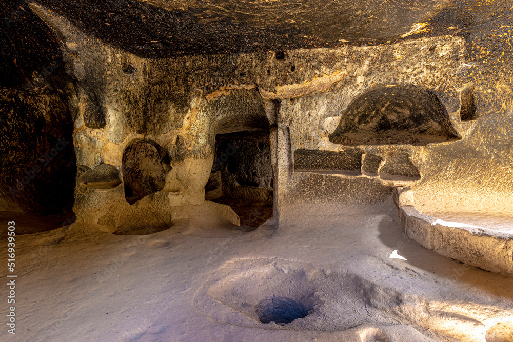 cave ancient dwellings in the zelve valley in cappadocia Stock Photo ...