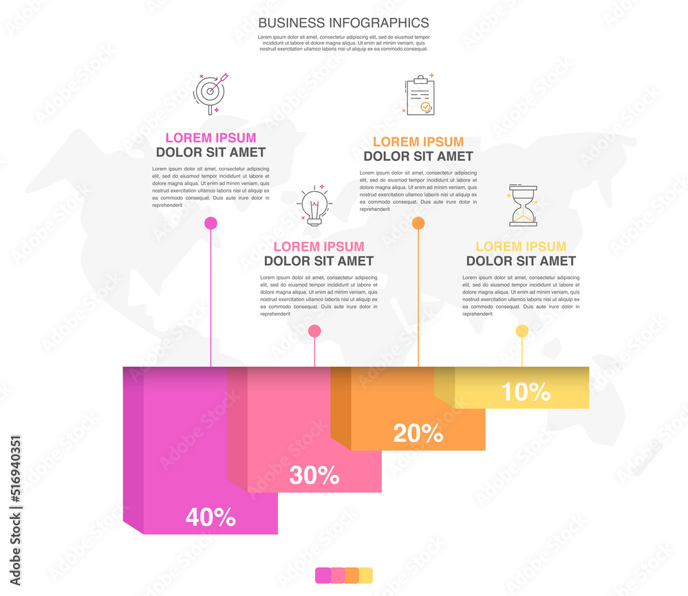 Vector creative infographic of columns bar chart with four options ...