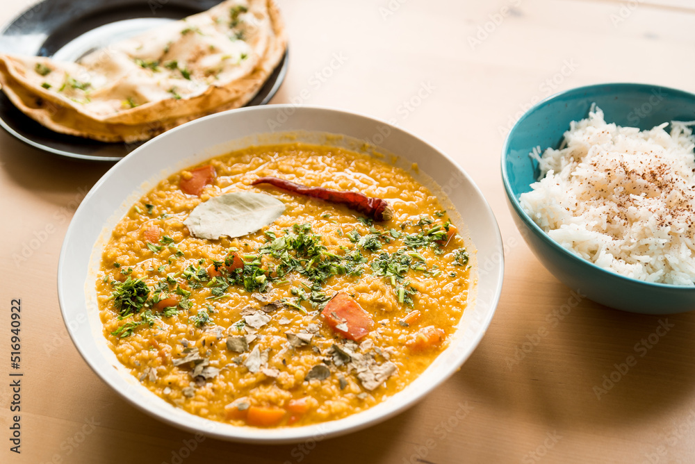 Traditional indian dal homemade. Traditional Indian soup lentils ...