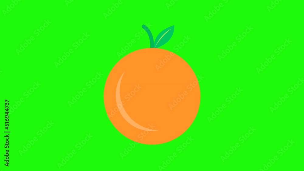 Orange fruit icon animation on green background. Animated Fruit icons ...