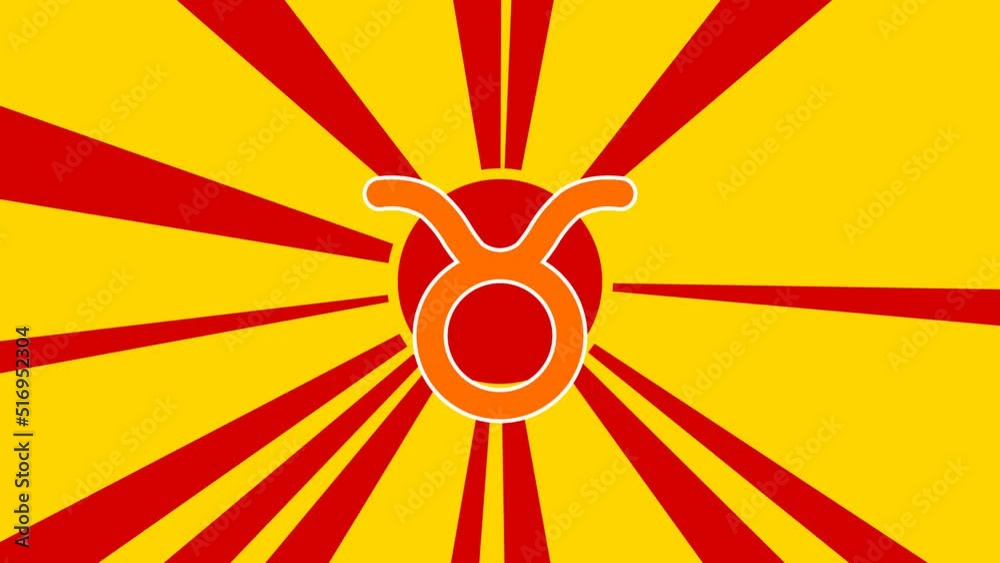 Zodiac taurus symbol on the background of animation from moving rays of ...
