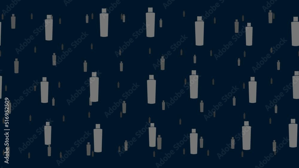 Shampoo symbols float horizontally from left to right. Parallax fly ...