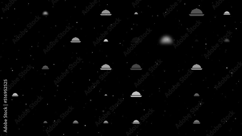 Template animation of evenly spaced cloche symbols of different sizes ...