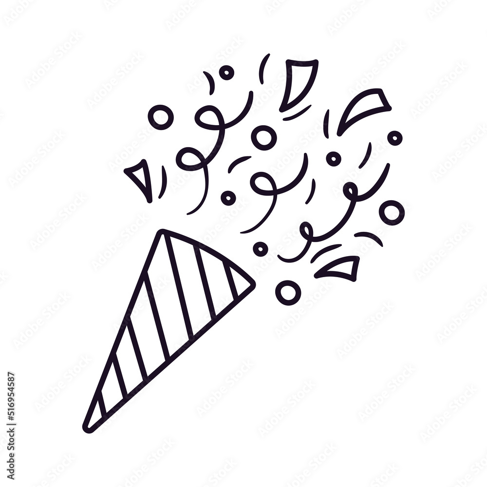 Outline doodle confetti icon. Birthday party, anniversary, new year ...