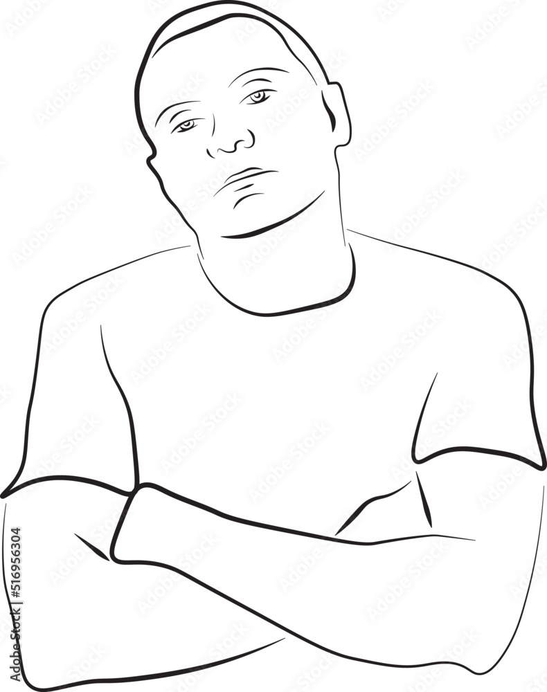 man looks with disdain, isolated on white background. fictional ...