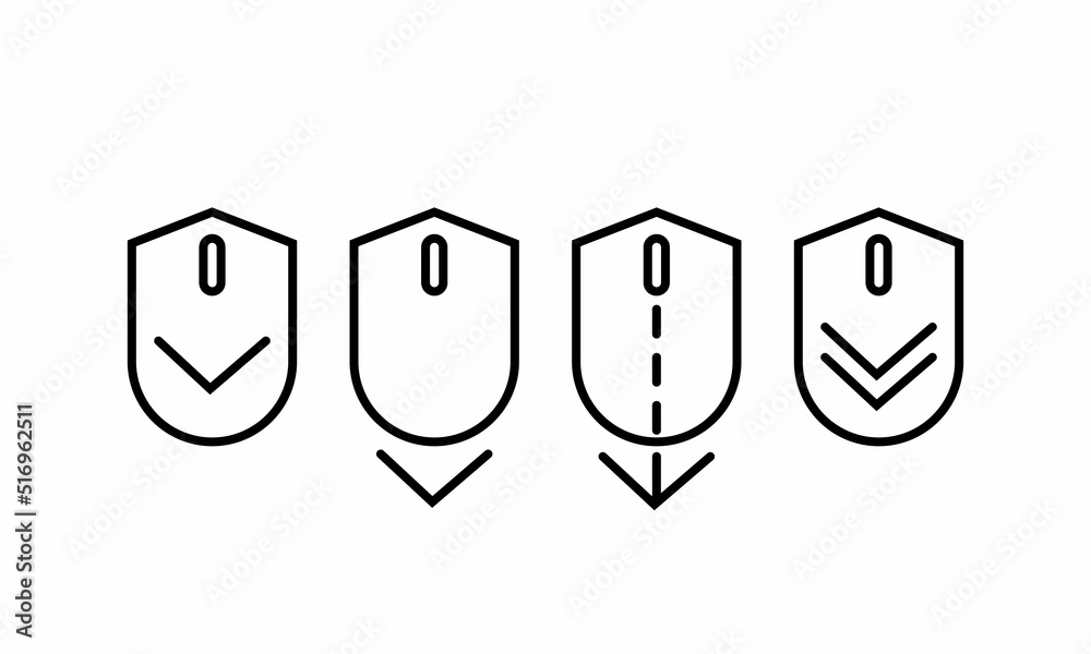 Scroll down design icon set . Scroll down computer mouse icon ...