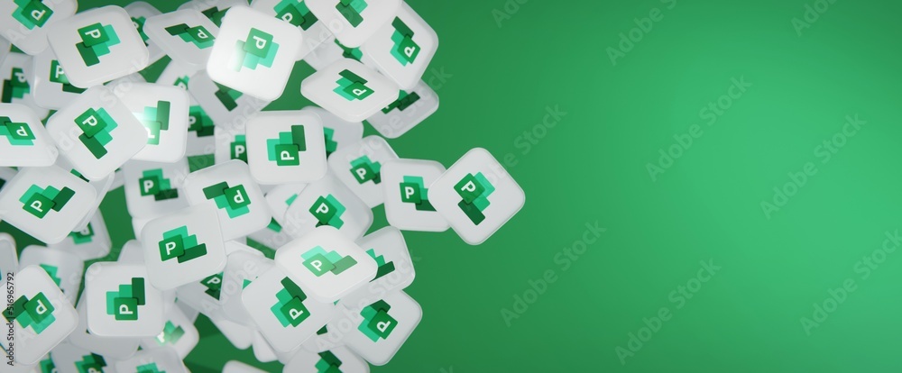 Logo of Microsoft Office application Microsoft Project on floating translucent blocks. Editorial ...