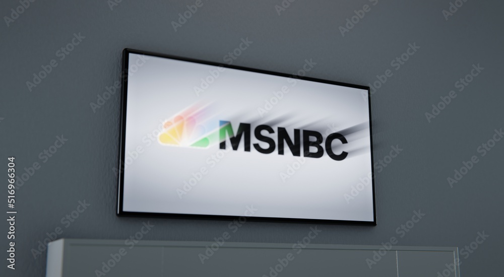 MSNBC logo displayed on flatscreen TV. Editorial concept Stock ...