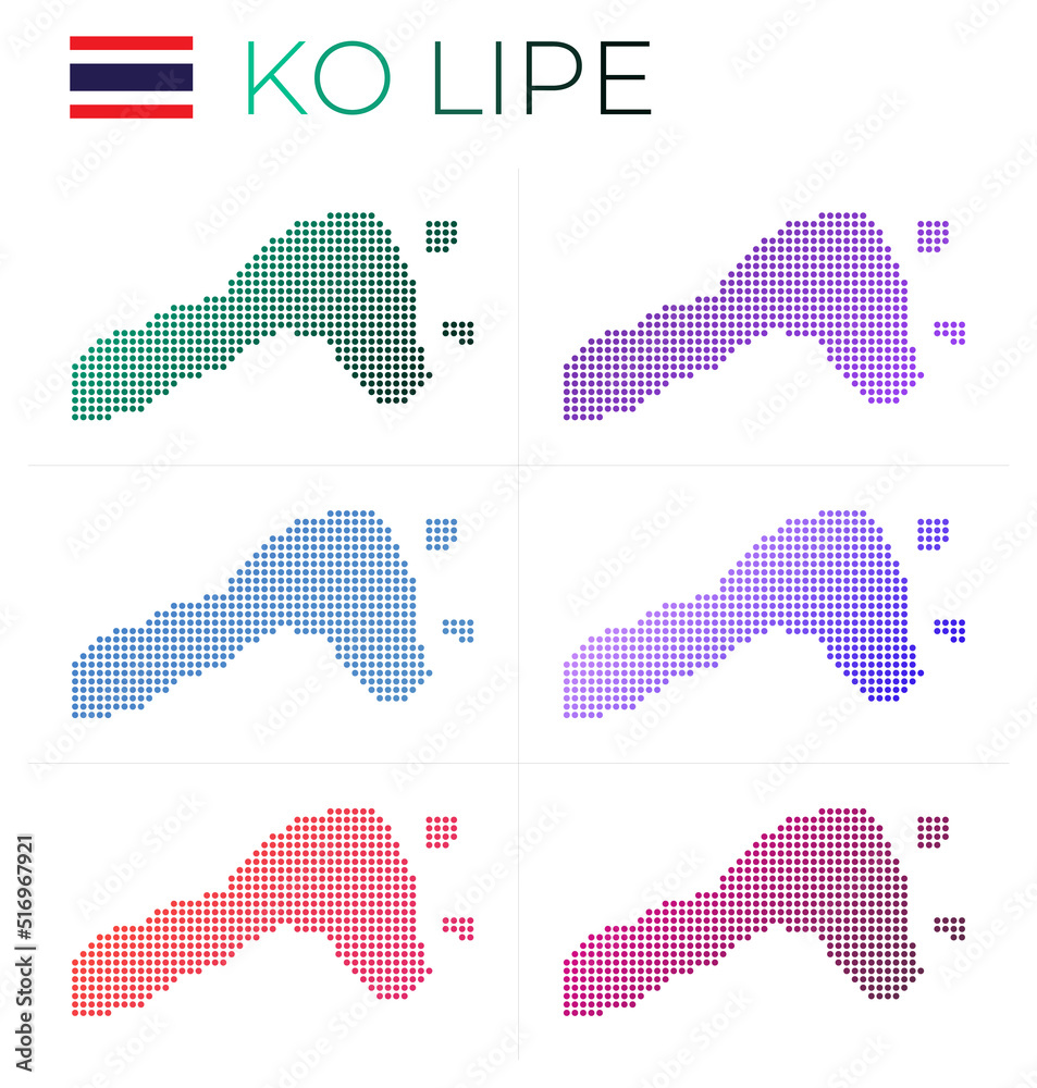 Ko Lipe dotted map set. Map of Ko Lipe in dotted style. Borders of the ...