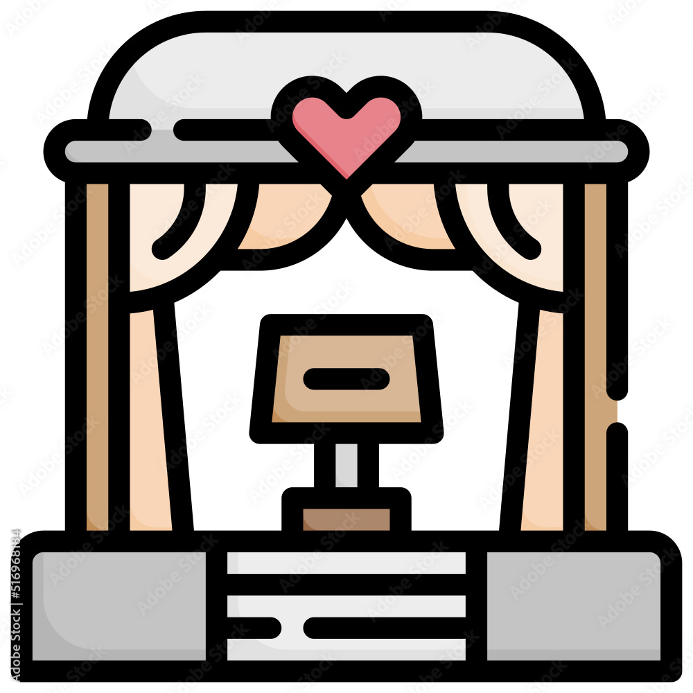 WEDDING STAGE filled outline icon,linear,outline,graphic,illustration ...
