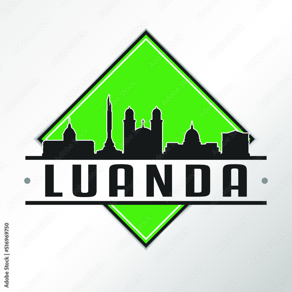 Luanda, Angola Skyline Logo. Adventure Landscape Design Vector City ...