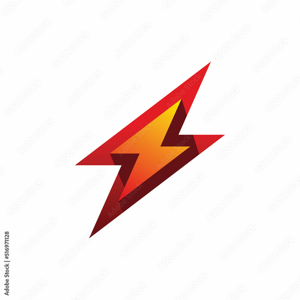 red lightning thunder logo design Stock Vector | Adobe Stock