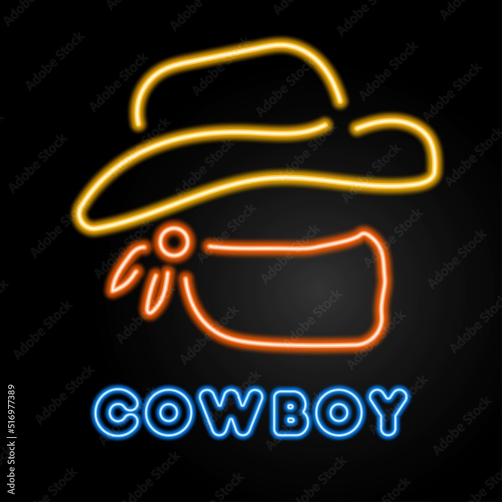 cowboy neon sign, modern glowing banner design, colorful modern design ...