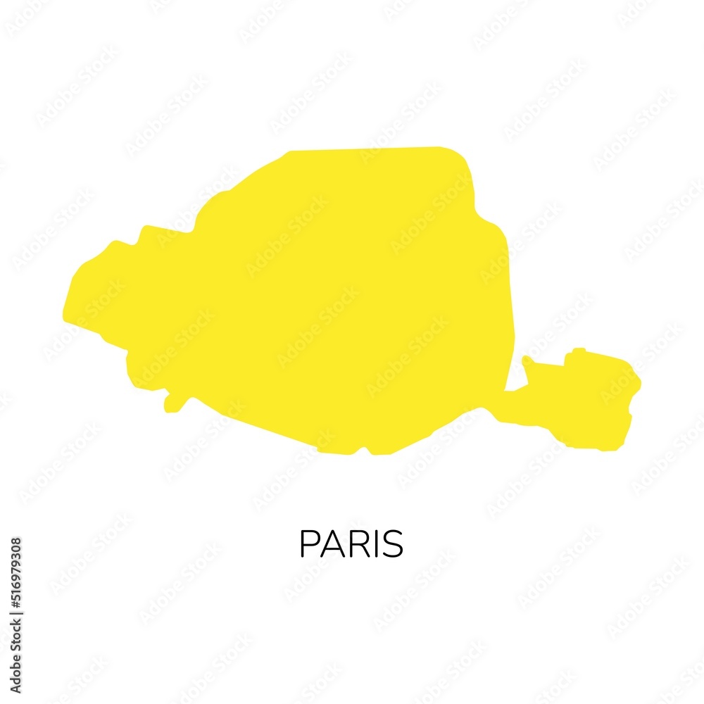 Poster Paris map. Vector map of Paris city. City shape. Silhouette ...