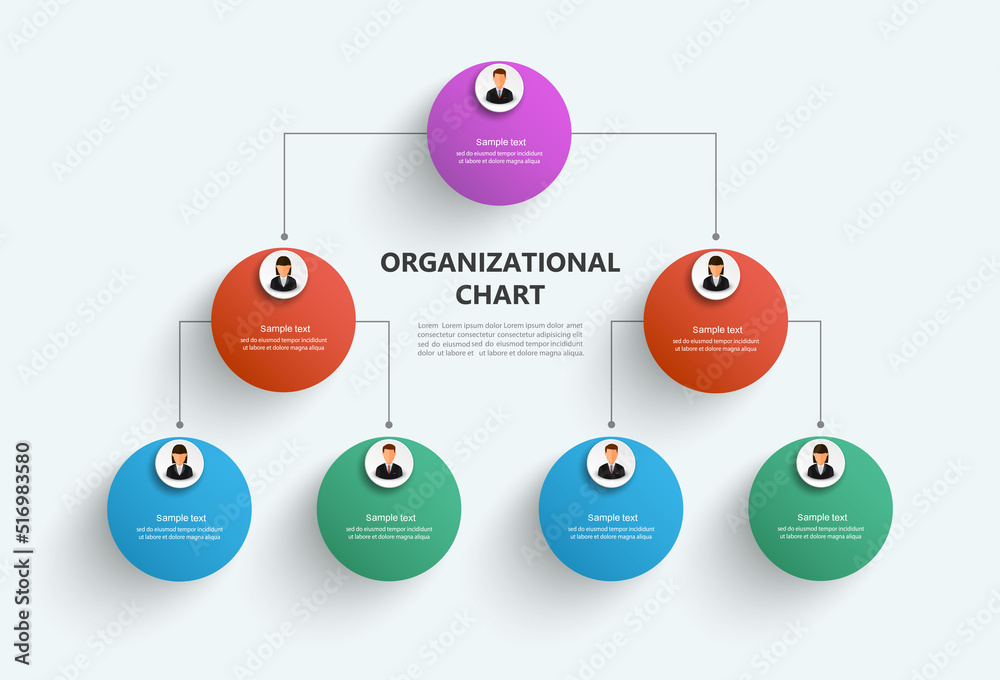Corporate organizational chart with business avatar icons. Business ...