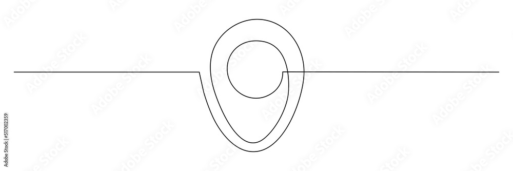 Location pointer continuous one line drawing. GPS navigation line route ...